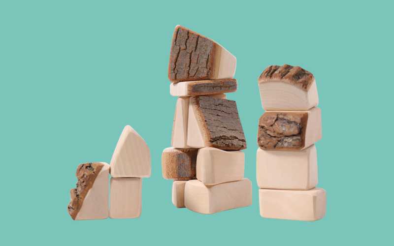 Grimms Bark Building Blocks | Natural wooden blocks with bark