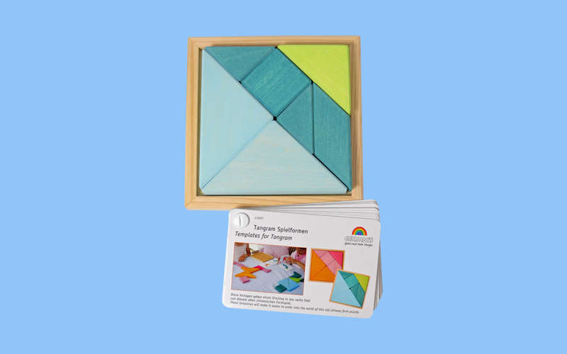 Grimms Tangram wooden game (turquoise) | Tangram puzzle – Holzflitzer.de